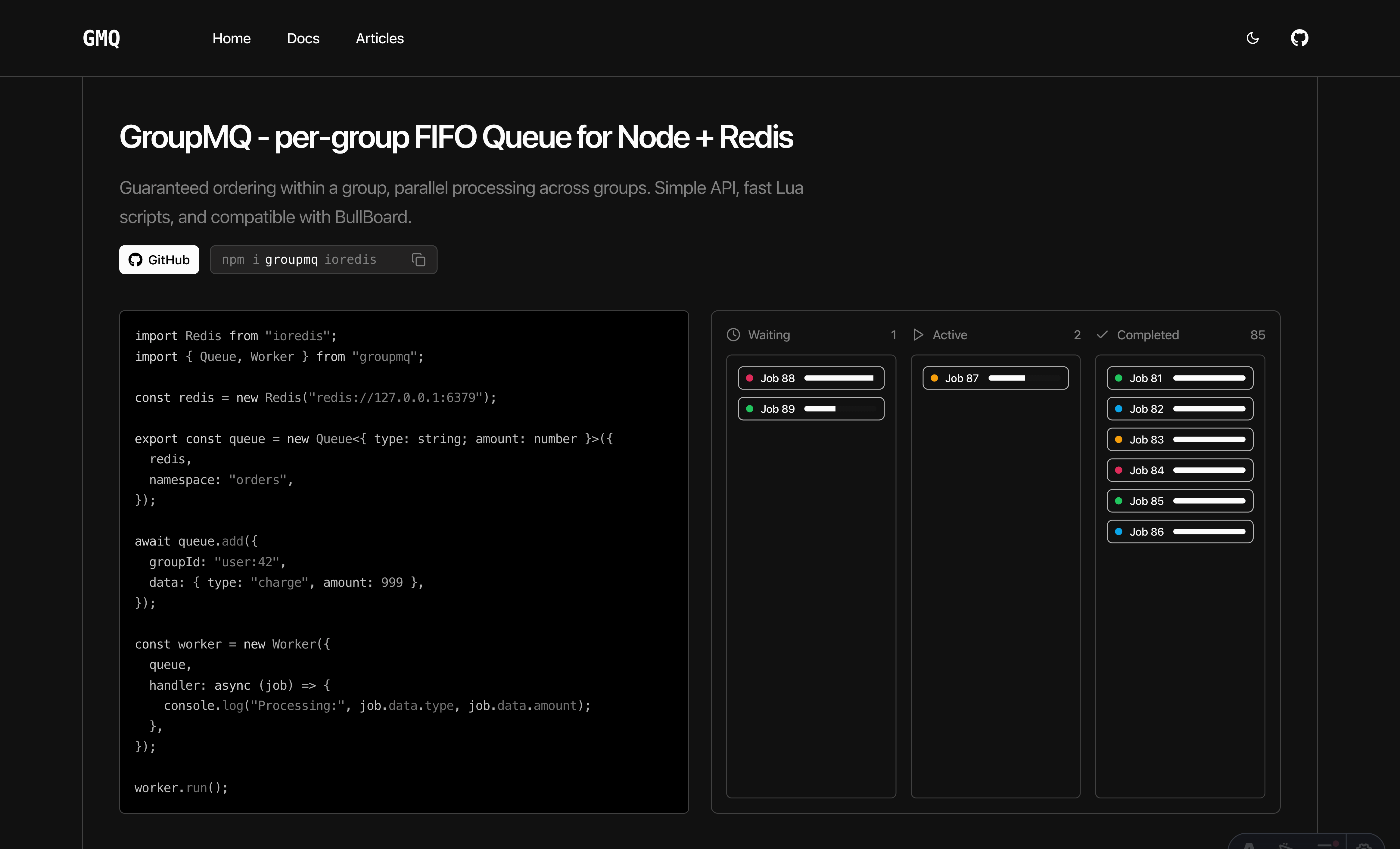 GroupMQ - Per-Group FIFO Queue for Node + Redis | GroupMQ